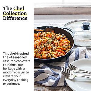 Lodge 12 Inch Cast Iron Everyday Pan - Chef Collection - Use on Oven, Stove, Grill, or Fire - Easy to Clean - Cast Iron Pan with Lid - Durable Cookware