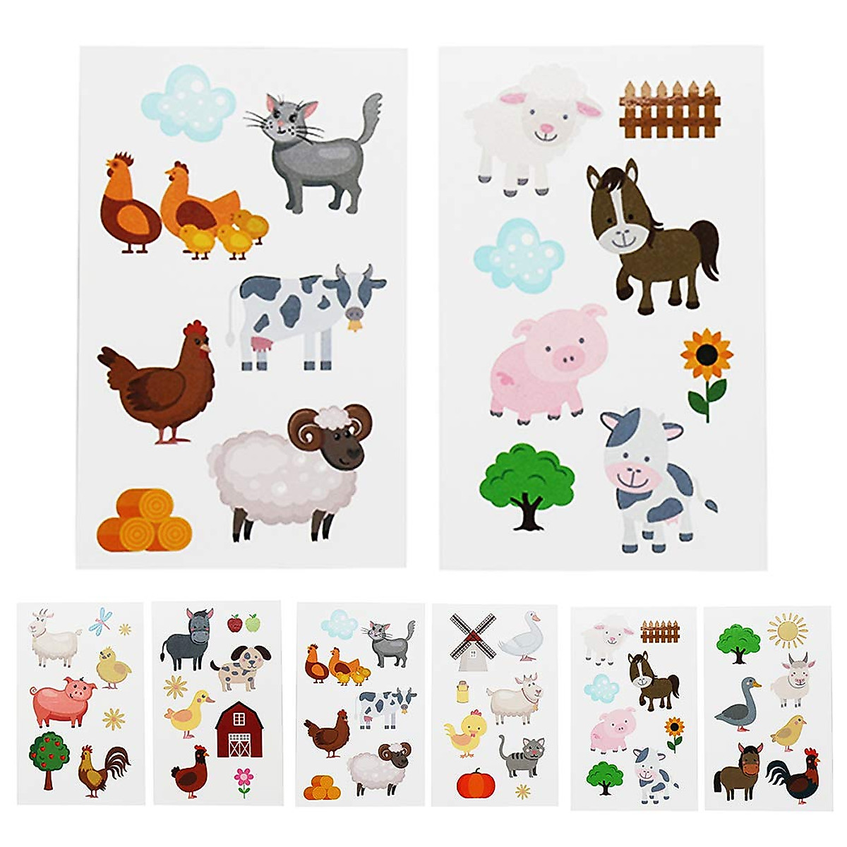 24 Sheets Barnyard Farm Animal Temporary Tattoos, Farm Themed Birthday Decoration Party Favors for Kids,Goody Bag Supplies Gifts