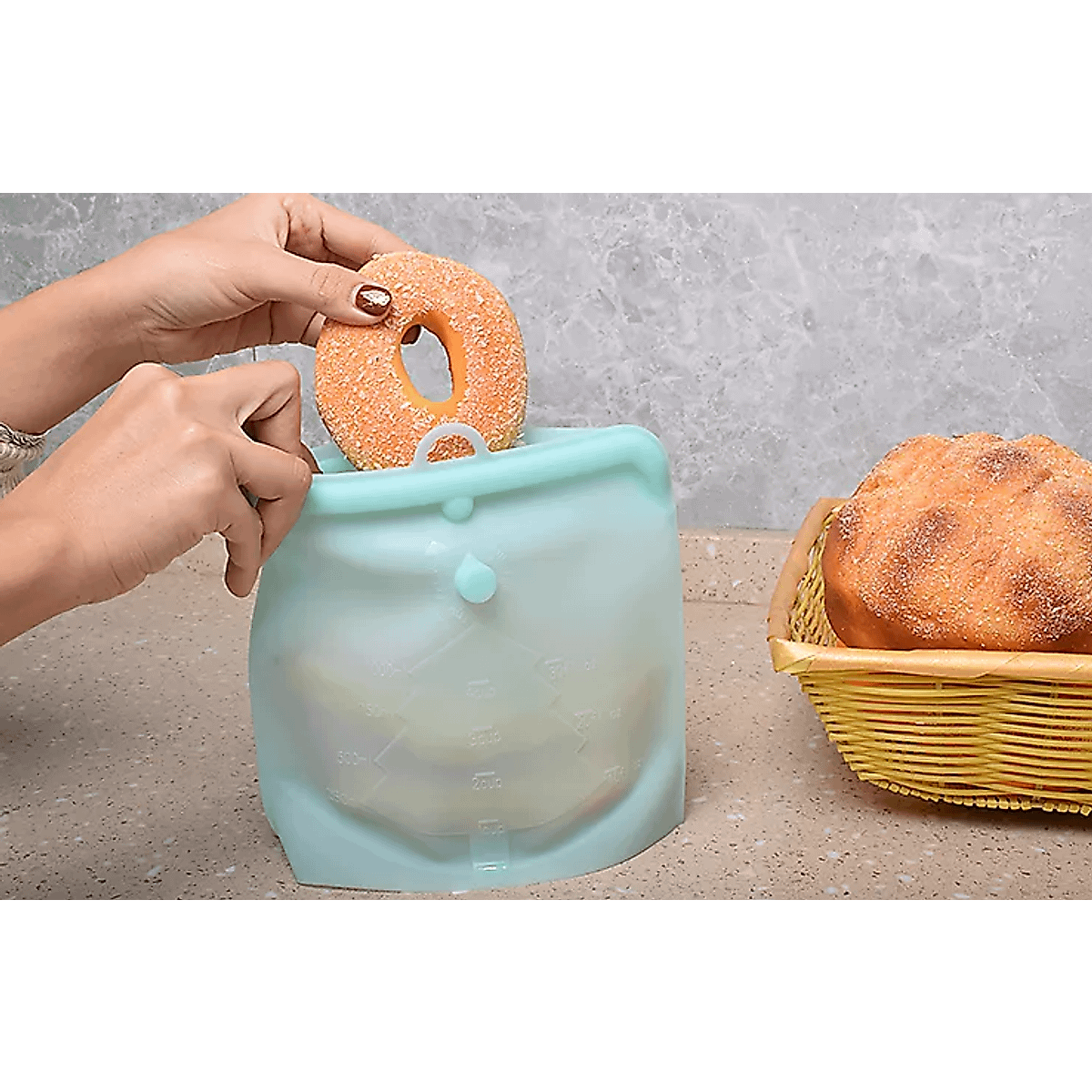 Reusable Silicone Ziplock Food Bags with 100% Leak Proof | 100% Sustainable, Zero Plastic | Microwave safe, Freezer Safe & Dishwasher Safe | Reusable bags with 3 Sizes(2 Small, Medium, Large) | a Hook For Easy Hanging