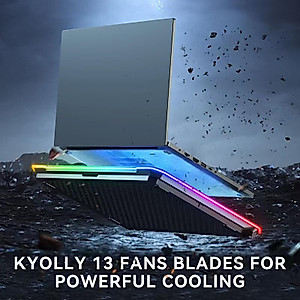 KYOLLY RGB Laptop Cooling Pad Gaming Laptop Cooler, Laptop Fan Cooling Stand with 13 Quiet Cooling Fans for 15.6-17.3 inch laptops, 9 Height Stand, LED Lights & LCD Screen, 2 USB Ports, Lap Desk Use