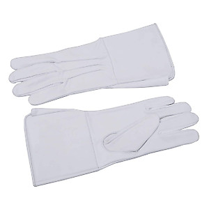 LEATHER LH HANDS Men's Medieval Renaissance Cosplay Unlined Gauntlet Genuine Leather Costume Gloves Cuff White Large