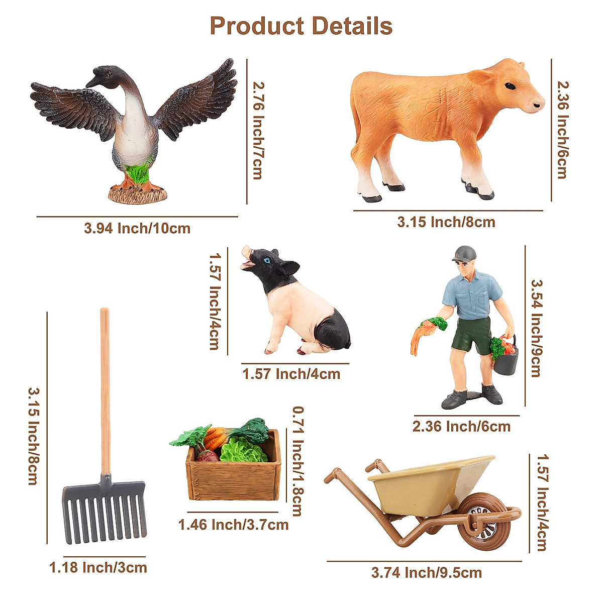 Toymany 54PCS Big Farm Animals Figurines Toy with Barn House Motorcycle Fence - Farm Tractor Figures Set with Farmers Pigs Foods, Educational Toys Christmas Birthday Gift or Kids Toddlers