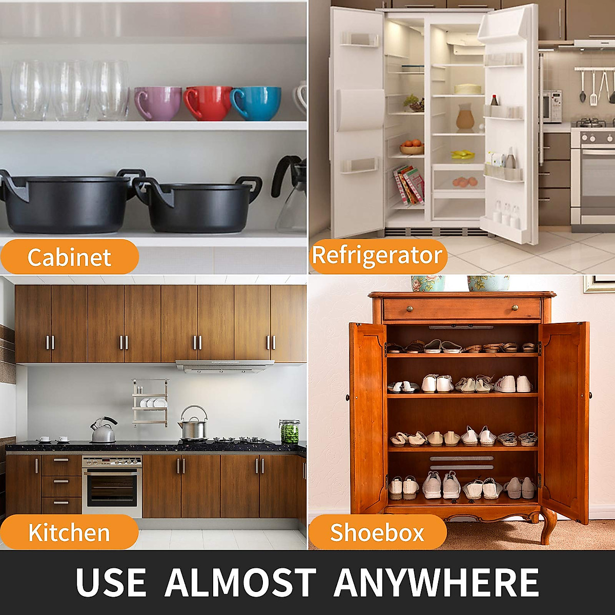 BAKHUK Shelf Liner for Kitchen Cabinets, 17.5 Inches x 25 FT, Non Adhesive Cabinet Liner, Double Sided Non-Slip Drawer Liner, Washable Refrigerator Mats for Pantry Cabinet, Storage, Clear Ribbed