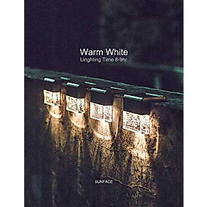 SUNFACESolar Deck Lights Fence Post Lights Outdoor Lighting Garden Decorative - Permanent On All Night (6Pack)