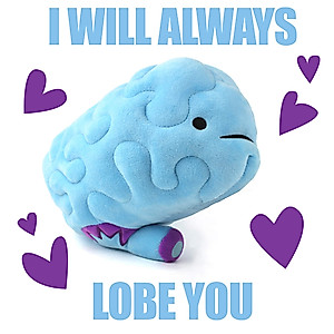 I Heart Guts Brain Plush - All You Need is Lobe - Educational Brain Pillow - 11” Organ Plush, Ideal for Doctors, Nurses, Medical Students, Graduation & Brain Surgery Recovery Gifts