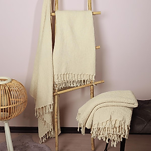 PÜSKÜL - Waffle Weave Ultra Soft Cotton Turkish Beach Towels 67X33 Inches 2-Pack (Natural, 2)