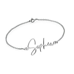 PicturesOnGold Custom Name Anklets for Women in Sterling Silver or 14K Gold Personalized Ankle Bracelet Jewelry With Any Name or Word
