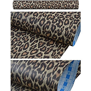 HDsticker Self Adhesive Vinyl Leopard Contact Paper Shelf Liner for Cabinets Shelves Dresser Drawer Funiture Table Crafts Waterproof Removable Peel and Stick Leopard Wallpaper 15.7x117 Inches