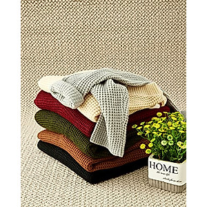 MIROL Women's Waffle Knit Cropped Top V Neck Long Sleeve Pullover Sweater Casual Solid Crop Sweatshirts White