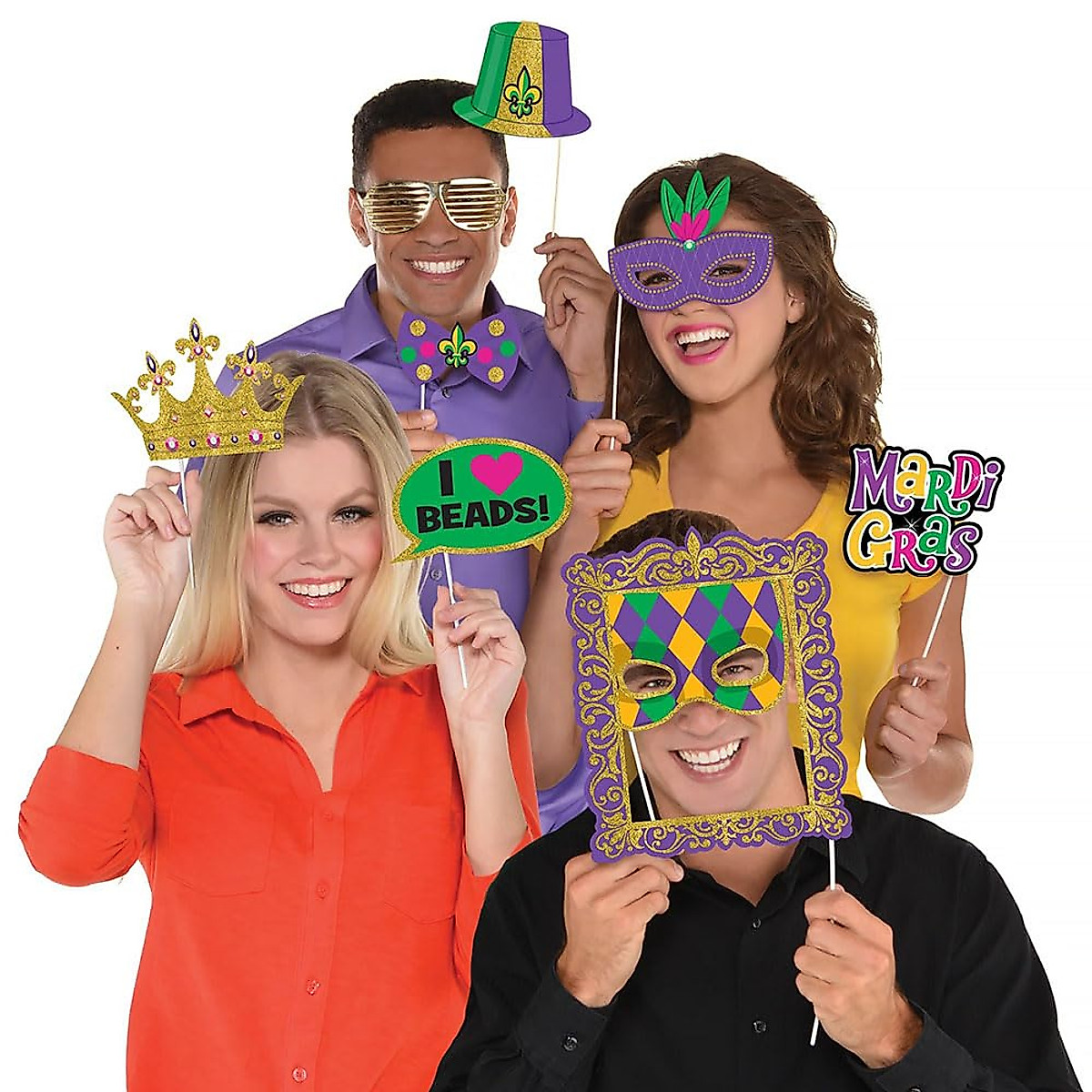 Amscan 399406 Mardi Gras Photo Prop Kit, One Size, Multicolor