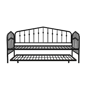 Novogratz Bushwick Metal Daybed & Trundle, Twin Size Frame, Black