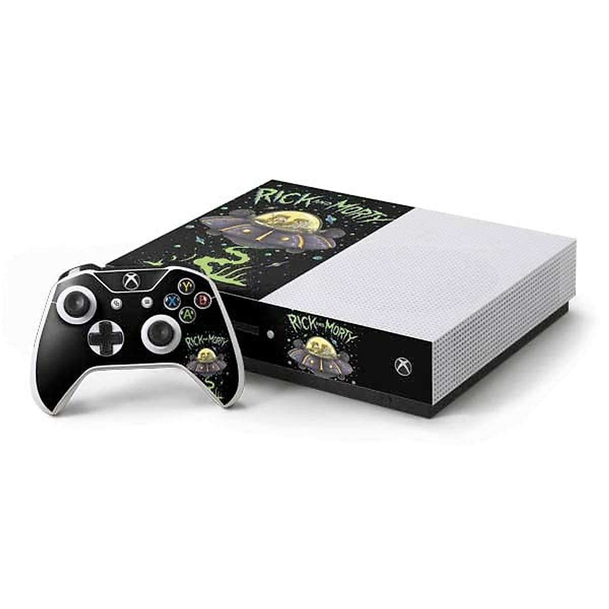 Skinit Decal Gaming Skin Compatible with Xbox One S Console and Controller Bundle - Officially Licensed Warner Bros Rick and Morty Spaceship Design