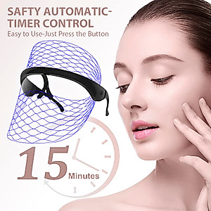 L E D Face Mask Light Therapy, Red & Blue Light Therapy for Face, 7 Colors L E D Light Therapy Mask, Beauty Mask Rechargeable Portable for Facial Skin Care at Home and Travel