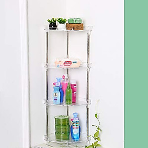 Decdeal 4-Tier Corner Storage Shelf Organizer for Cosmetics, Bathroom Countertop, Vanity Tray, Kitchen Standing Shelf
