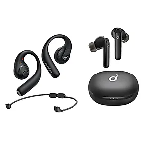 Soundcore by Anker AeroFit Pro Open-Ear Headphones with Life P3 Noise Cancelling Earbuds, Ultra-Comfort, Secure Fit, Ergonomic Design, Rich Sound with LDAC, IPX5 Water-Resistant, 46H Playtime