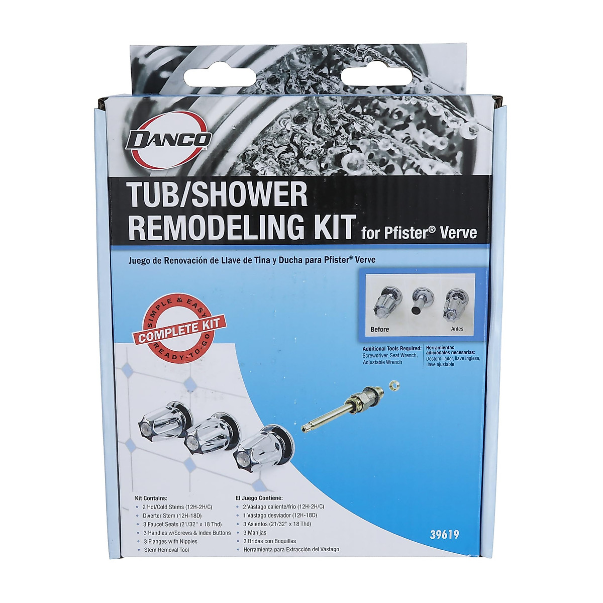 Danco 39619 Remodel/Rebuild Trim Kit for Price Pfister Verve Faucets | Knob Handle | 12H-2H, 12H-2C, 12H-18D |, Pack of 1, Chrome