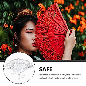 FOMIYES Lace Peal Fan Folding Hand Fans Wedding Bride Fan Dance Fan Decorative for Performance Wedding Dancing Church Party