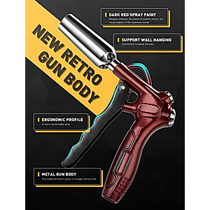 High Volume Air Blow Gun with Powerful Flow Nozzle, Retro Red Air Nozzle Blower Gun with 4.9" Stainless Steel Extension & 1/4'' Standard Quick Plug, Pneumatic Tool for Air Compressor Accessories