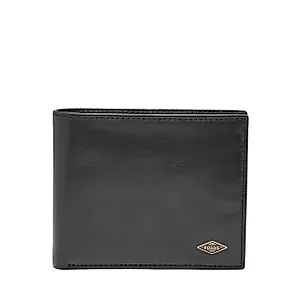 Fossil Men's Ryan Leather RFID-Blocking Bifold with Coin Pocket Wallet, Black, (Model: ML3736001)
