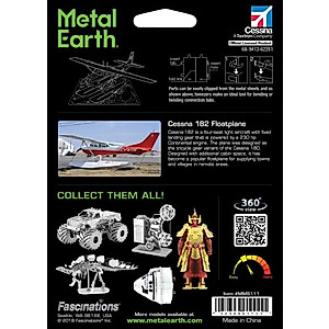 Metal Earth Fascinations Cessna 182 Floatplane 3D Metal Model Kit Bundle with Tweezers