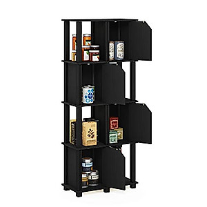 Furinno Brahms Storage Shelf, 5-Tier, Black Oak/Black