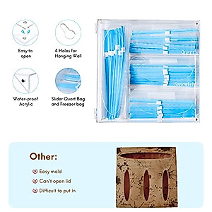 Ziplock Bag Storage Organizer, Acrylic Kitchen Drawer Baggie Box ,Compatible with Gallon, Quart, Sandwich and Snack Variety Size Bag (White)