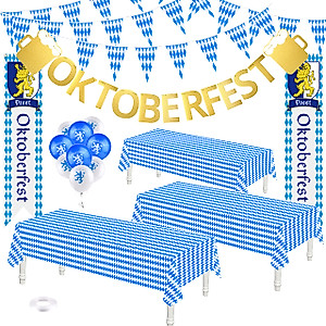TUPARKA Oktoberfest Decorations Kit for Oktoberfest German Party Decorations Oktoberfest Octoberfest Party Decor, Oktoberfest Flag Banner Tablecloth
