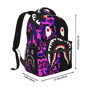 AIRPO Shark Teeth Backpacks Camouflage 3D Print Large Capacity Laptop Daypack Lightweight Multiple Backpack Fashion Travel Shoulders Bag For Women Men