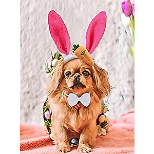 Dog Bunny Ears and Dog Easter Bow Tie, Pet Easter Outfit