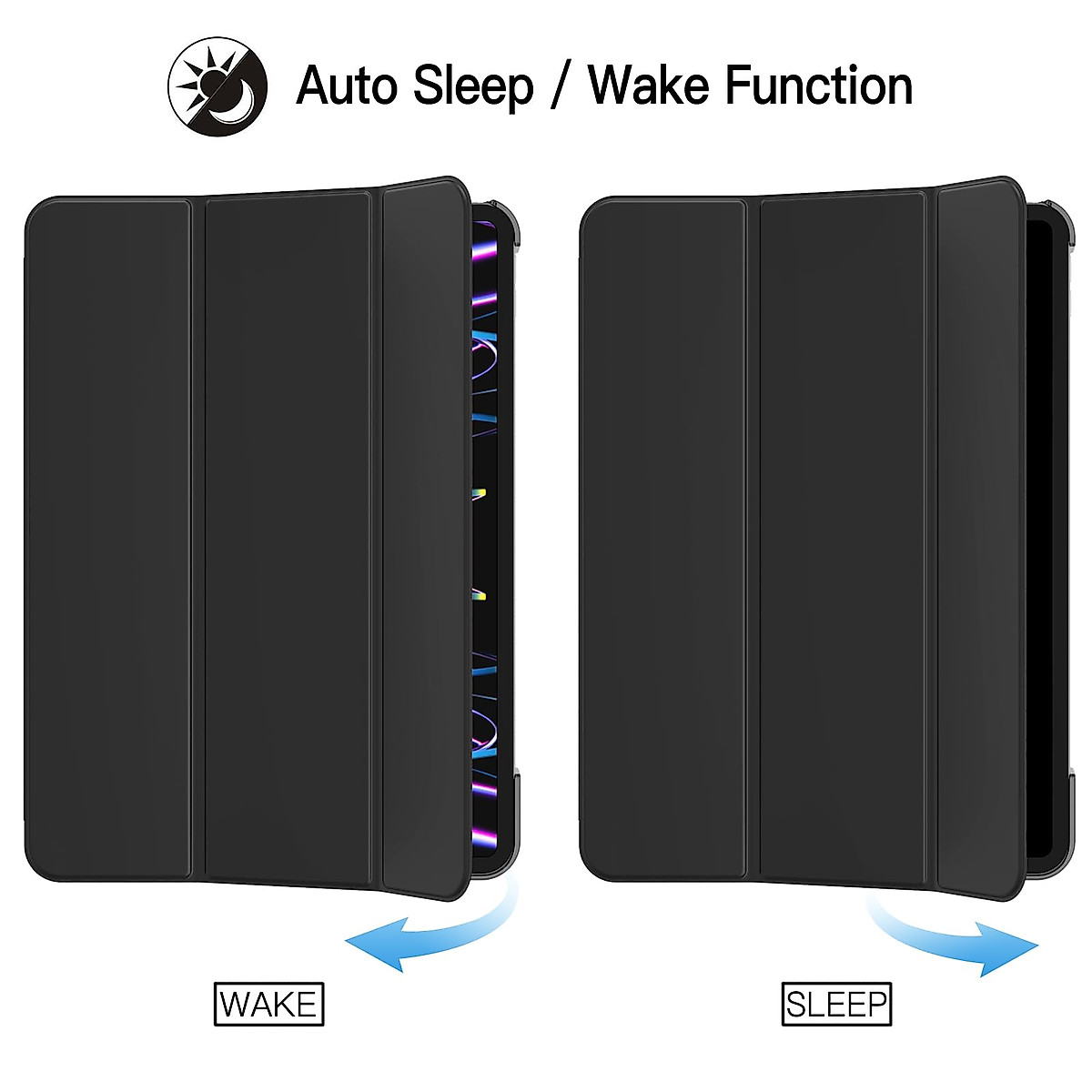 JETech Case for iPad Pro 11 Inch, 2022/2021/2020 Model, Slim Stand Hard Back Shell Smart Cover with Auto Wake/Sleep (Black)