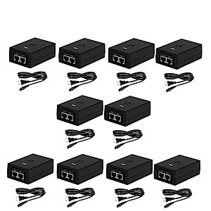 UBNT Systems PoE Adapter POE-48-24W-G 24W 48V DC 0.5A 24W Gigabit PoE Adapter Compatible with Rocket-Ti and UAP-Pro (10-Pack)
