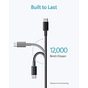 Anker USB C Cable, New Nylon USB C to USB C Cable (6ft, 2Pack), 60W(3A) USB C Charger Cable for iPad Mini 6, iPad Pro 2021/2020, iPad Air 4, MacBook Pro 2020, Samsung Galaxy S23/S22/S21,Switch