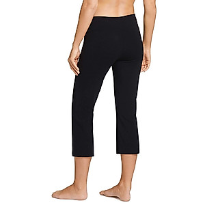 Jockey Womens Activewear Cotton Stretch Flare Capri Pants, Black, Large
