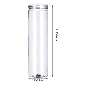 3Pcs Clear Plastic Food Storage Jar with Lid, Round Transparent Storage Container for Spaghetti,Pasta and Dry goods (2.1"Diameter x 11.8"Height) (Round)