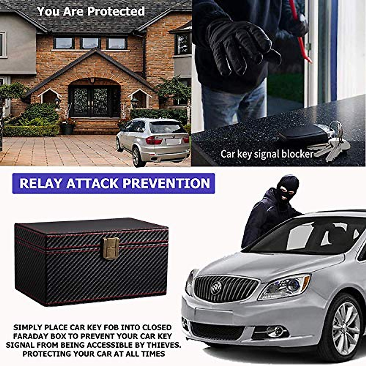 Large Faraday Box for Car Keys Signal Blocking Box Keyless Entry Key Fob Signal Blocker Protector Box RFID Box for Car Keys for Car Theft Prevention Faraday Box Cage (Big Box - 19.5 * 12.5 * 10cm)