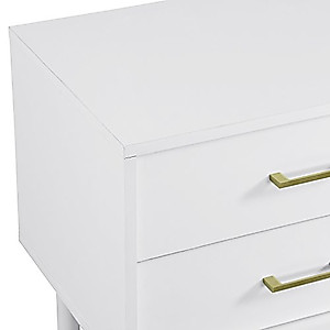 Walker Edison Evie Mid-Century Modern 2-Drawer Side Table Set, 2 Pack, White