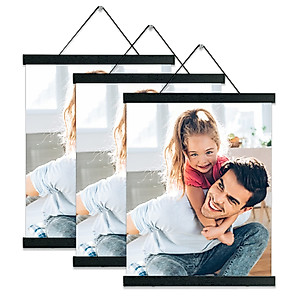 Magnetic Poster Hanger Frame In black 3 pack, 16x24 16x20 16x16 Poster Frame Wooden Magnetic Hanging Kit for Walls Map Canvas Artwork