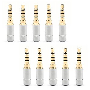 Areyourshop 10Pcs Mini 3.5mm Stereo 4 Pole Jack Plug Audio Connector for Repair Headphone