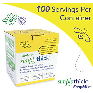 SimplyThick EasyMix | 100 Count of 12g Individual Packets | Gel Thickener for those with Dysphagia & Swallowing Disorders | Creates An IDDSI Level 3 - Moderately Thick (Honey Consistency)