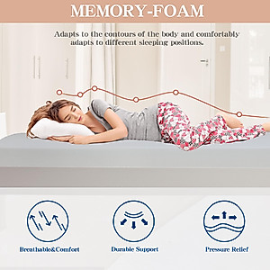 Twin Mattress, 5/6/8/10/12 Inch Medium Firm Mattress Memory Foam Mattress for Cool Sleep & Pressure Relief, Certipur-Us Certified Twin Bed Mattress, Twin Size Mattresses Bed in a Box, (Twin, 5 Inch)