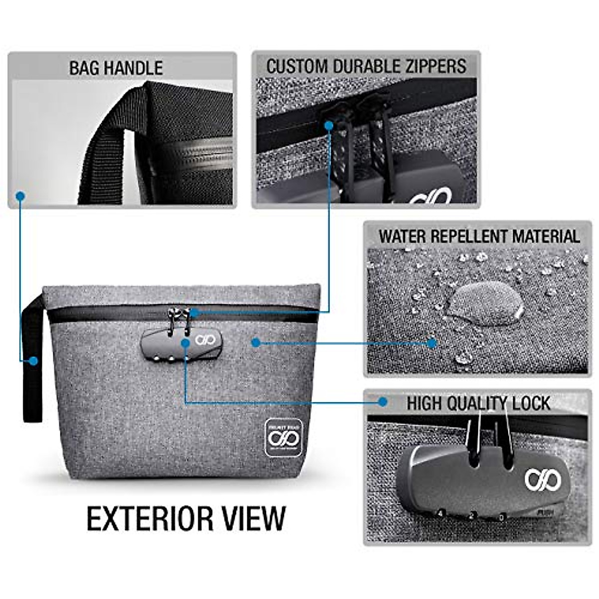 HELMET HEAD Smell Proof Bag with Combo Lock + Grinder Card | Durable Water Repellent Smell Proof Pouch Medicine Lock Box Stash Bag (New Gray)