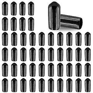 Litoexpe 50 Pieces Round Rubber End Caps, Black Vinyl Cover Flexible Screw Thread Protectors, 1/4 Inch (6.5mm)