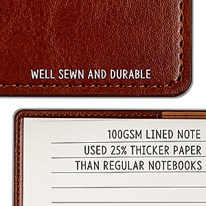 MINVELY A5 Soft Leather Journal Notebook - 100gsm Lined notebook, 12 set of monthly planner, Ivory Pages, Inner CardHolder, Leather Pen Holder, Bookmark | Arrives in luxury Gift Box - Brown