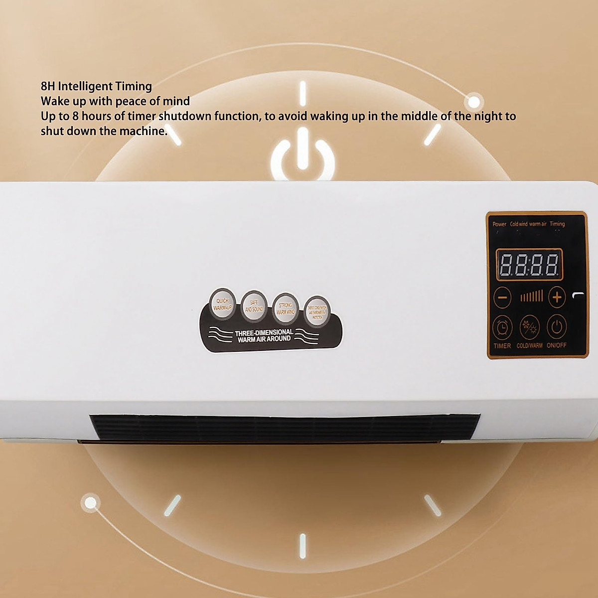 ZJchao Small Air Conditioner, Wall Mounted Heating Machine Dual Use Highly Efficient Wide Angles Mobile Mini Heater Machine Hot Fan with Heating and Indoor Wind for Bedroom Living