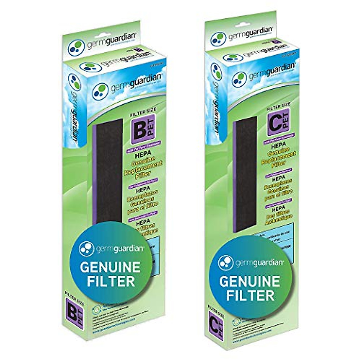 Germ Guardian FLT4850PT True HEPA Genuine Air Purifier Replacement Filter with Germ Guardian FLT5250PT True HEPA Genuine Air Purifier Replacement Filter