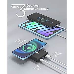 podoru Wireless Portable Charger, Foldable 10000mAh Magnetic Power Bank with Type-C Cable LED Display 22.5W PD Fast Charging Lighting Mag-Safe Battery Pack for iPhone 14/13/12/Mini/Pro/Pro Max-Black