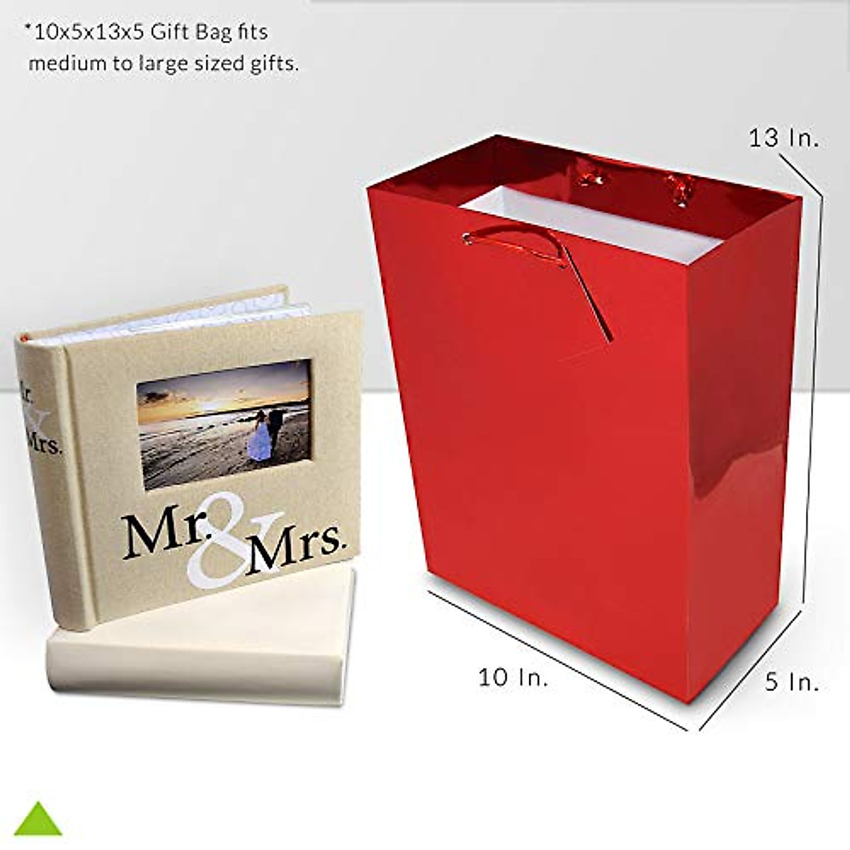 Large Red Gift Bags - 12 Pack Metallic Red Foil Gift Bags with Handles, Designer Paper Gift Wrap Euro Totes for Birthdays, Christmas, Valentines, Bachelorette, Holidays, Presents, Bulk – 10x5x13