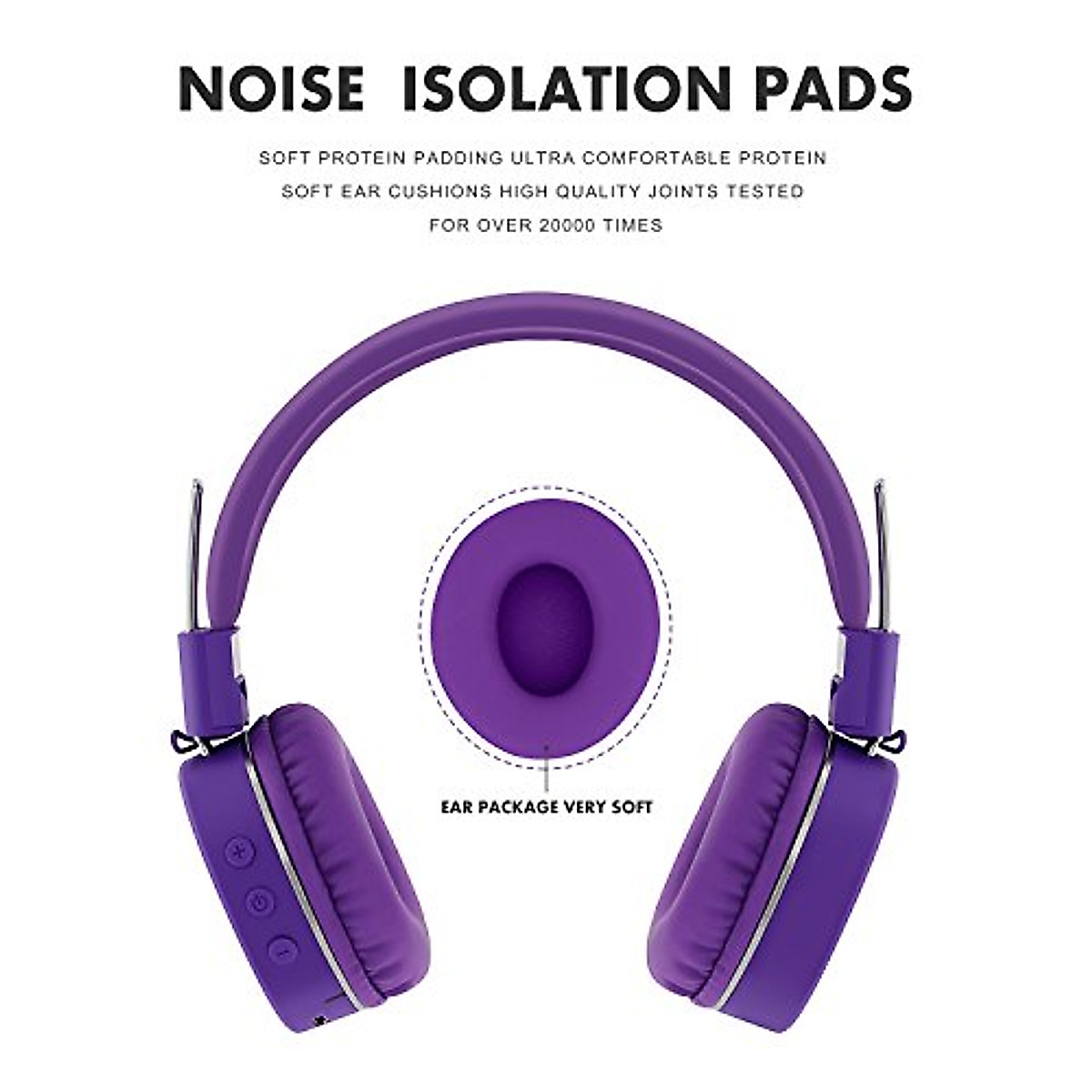 rockpapa K8 Foldable Childrens Kids Wireless Headphones 2 Pack, Bluetooth On Ear Headsets with MIC and Remote Control, Hands-Free Call, Including Wired Mode Pink&Purple