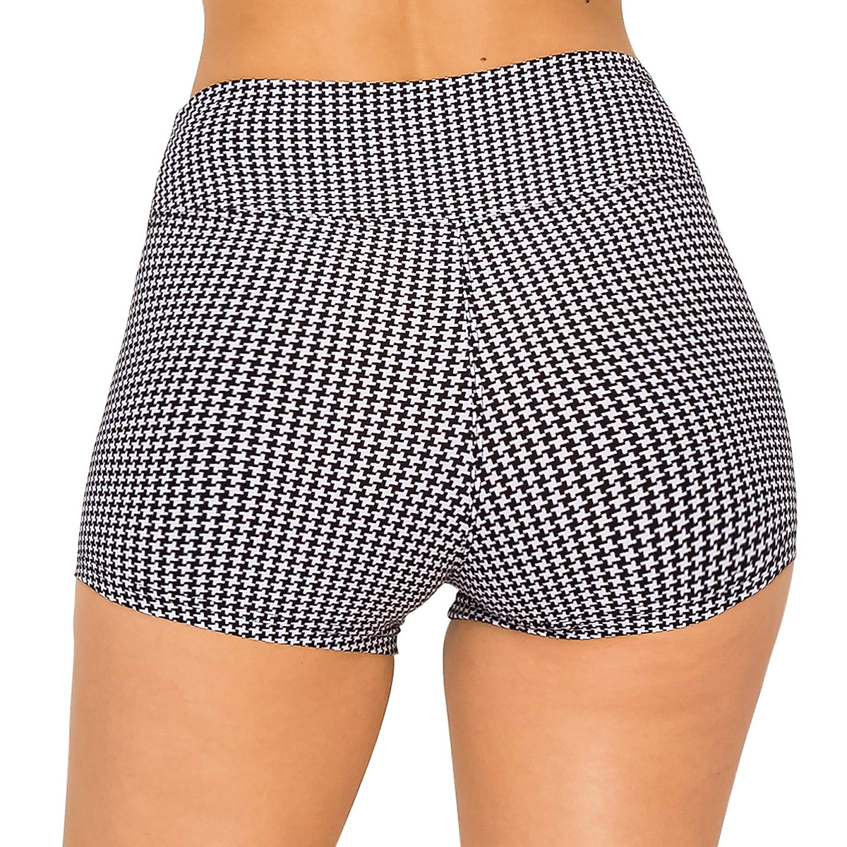 ALWAYS Women Workout Yoga Shorts - Premium Soft Solid Stretch Cheerleader Running Dance Volleyball Short Pants Houndstooth 2007 XL