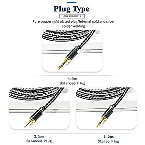GUCraftsman MMCX 7N Single Crystal Copper/Silver Mixed Replacement Cables for SHURE SE846 SE535 AONIC 5 Xelento Remote T8iE T9iE iBasso IT07 am05 Dunu DK4001 Andromeda Vega Solaris Atlas (4.4mm Plug)
